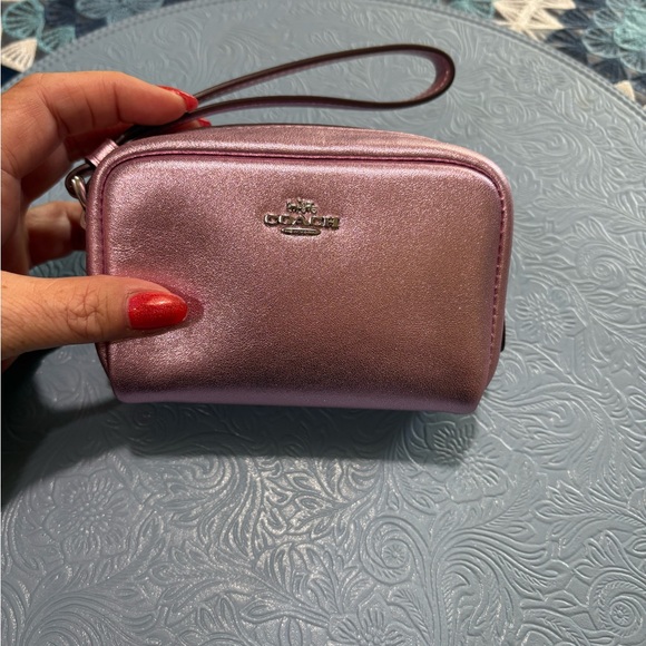 Coach | Bags | Coach Pink Metallic Pink Mini Wristlet | Poshmark